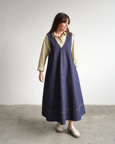 Ora Pinafore Dress - Japanese Denim – Soften Studio