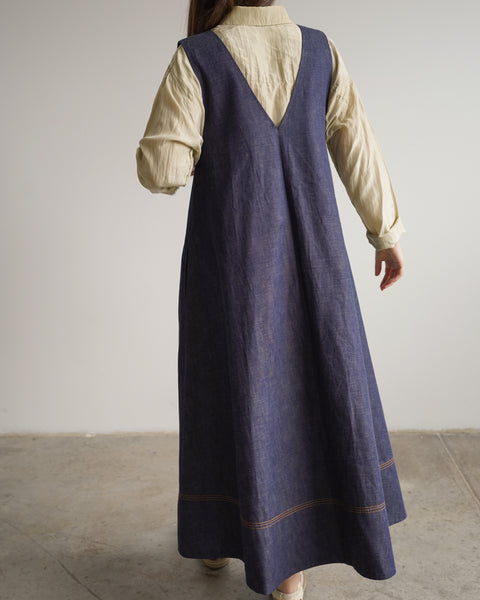 Ora Pinafore Dress - Japanese Denim – Soften Studio