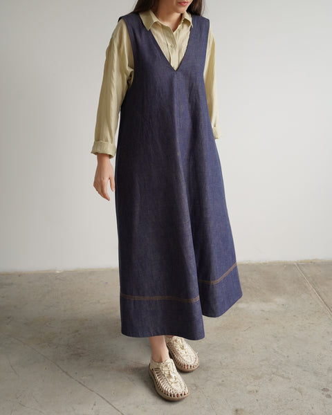 Ora Pinafore Dress - Japanese Denim – Soften Studio