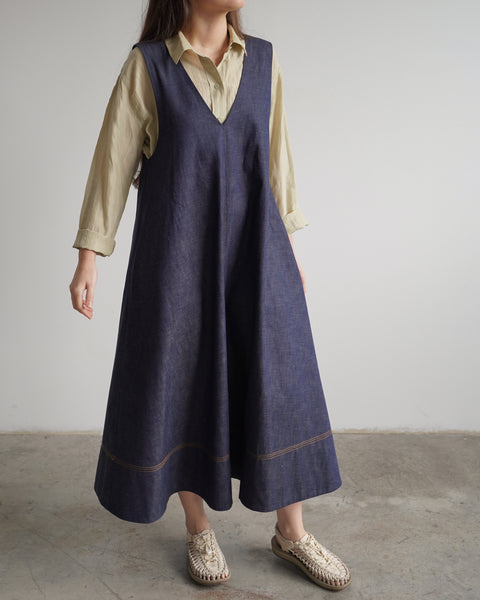 Ora Pinafore Dress - Japanese Denim – Soften Studio